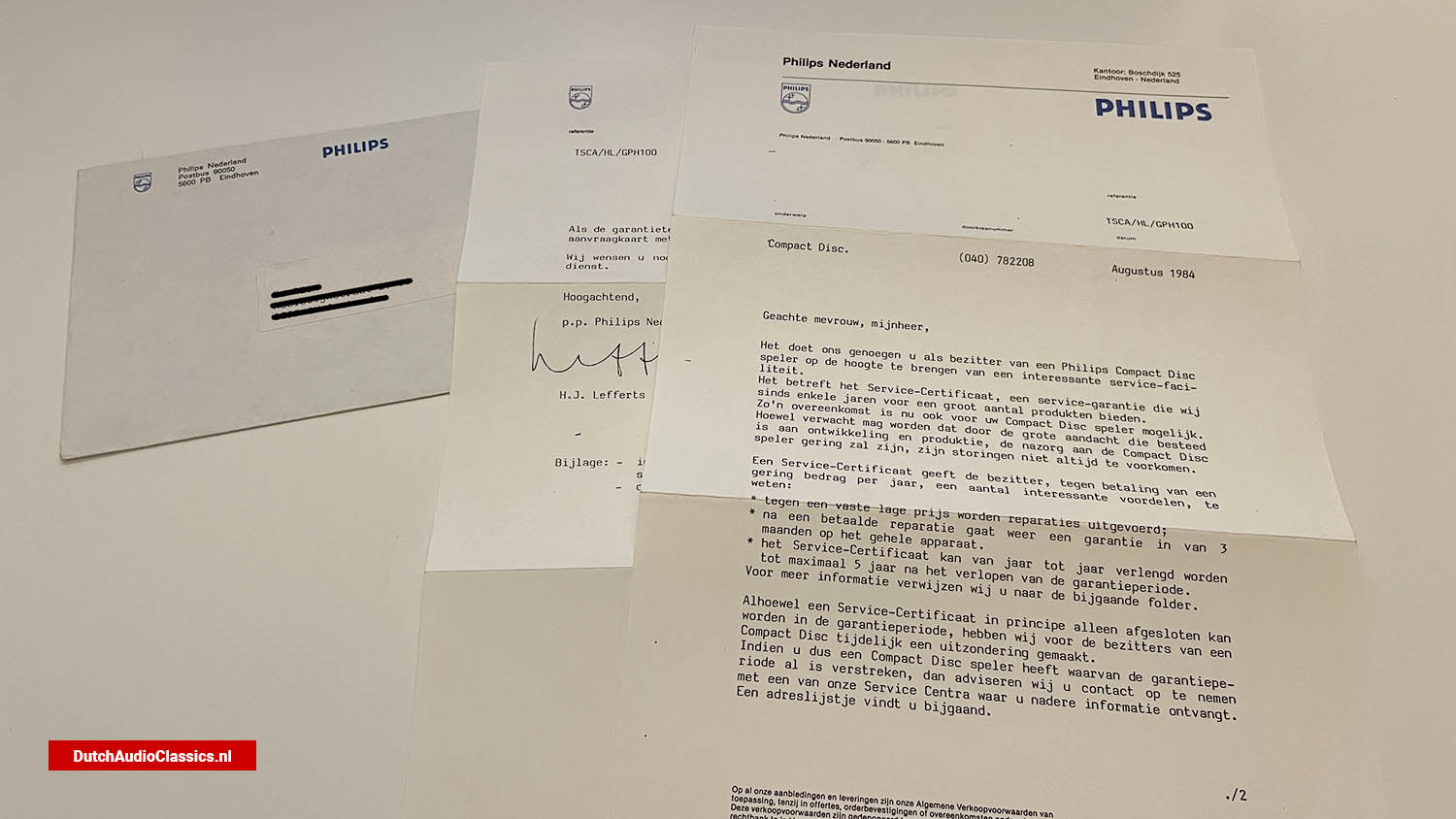 Extension warranty offer letter Philips Compact Disc owners August 1984 ...